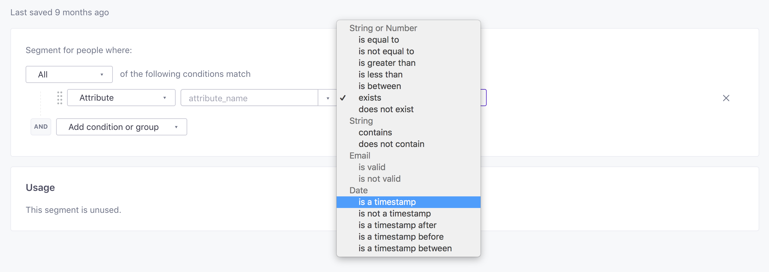 Timestamp Rules for Building Segments | Customer.io Docs