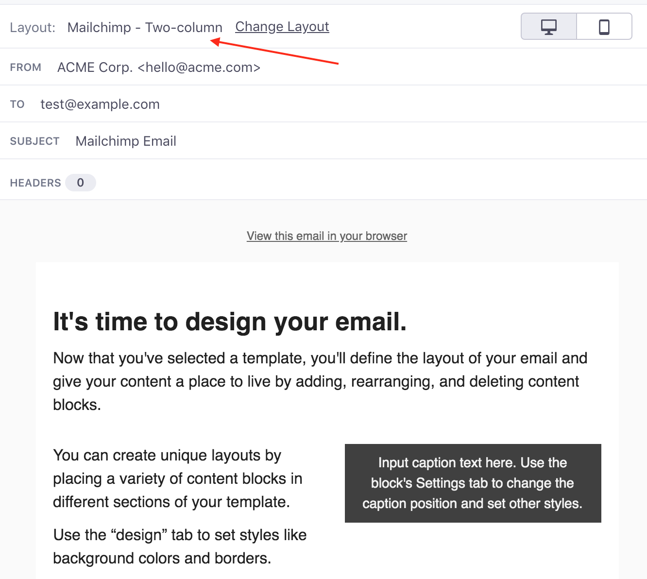 Adapting MailChimp's Two-Column template | Customer.io Docs