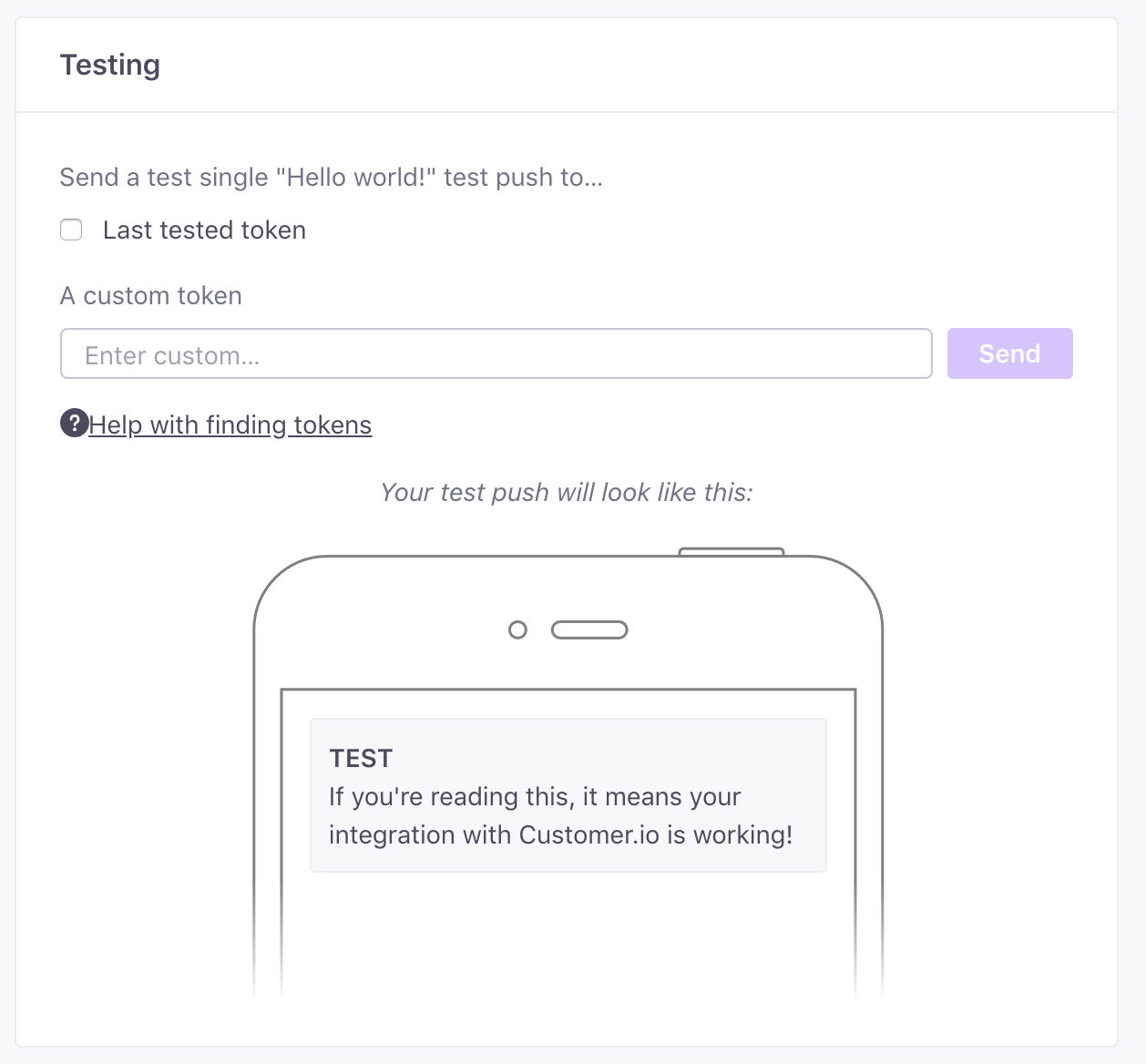 Test push notifications | Customer.io Docs